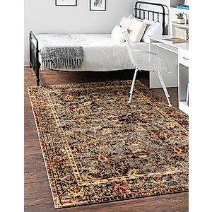 Unique Loom Saturn Collection Area Rug - Ion (5' 3" x 7' 10" Rectangle, Blue/ Black)