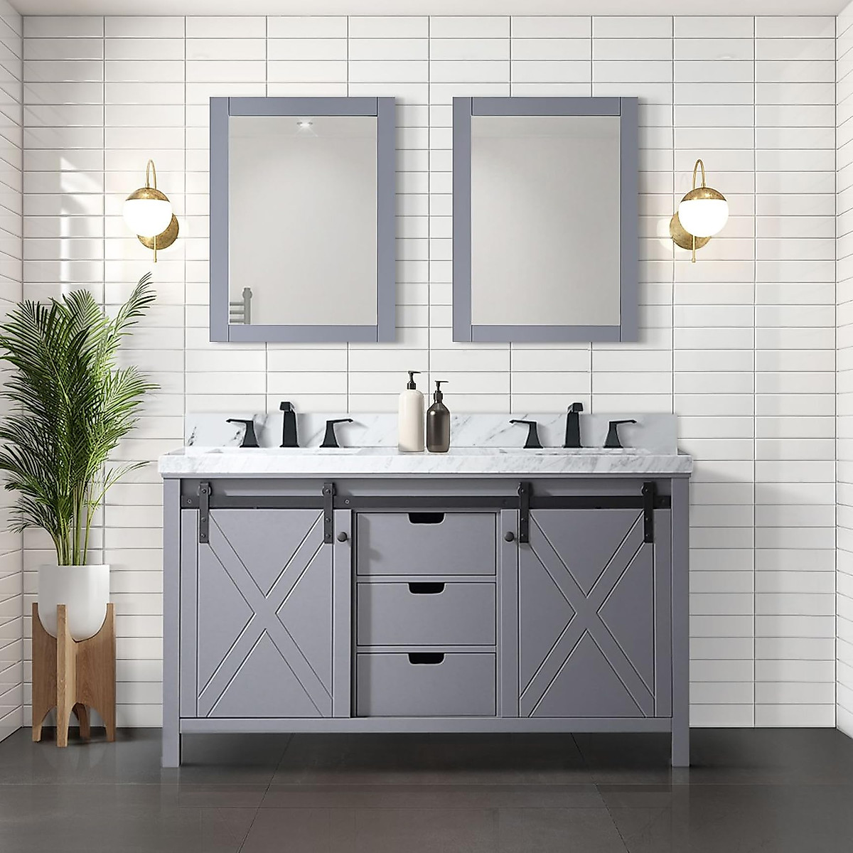 Bell+Modern Ketchum 80 in W x 22 in D Dark Grey Double Bath Vanity