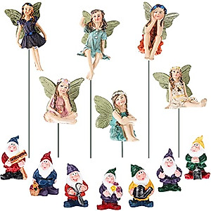 13 Pieces Fairies Gnome Decoration Miniature Fairy Gnome Accessories Fairy Gnome Figurine Decor for Garden Yard Outdoor Home Decoration