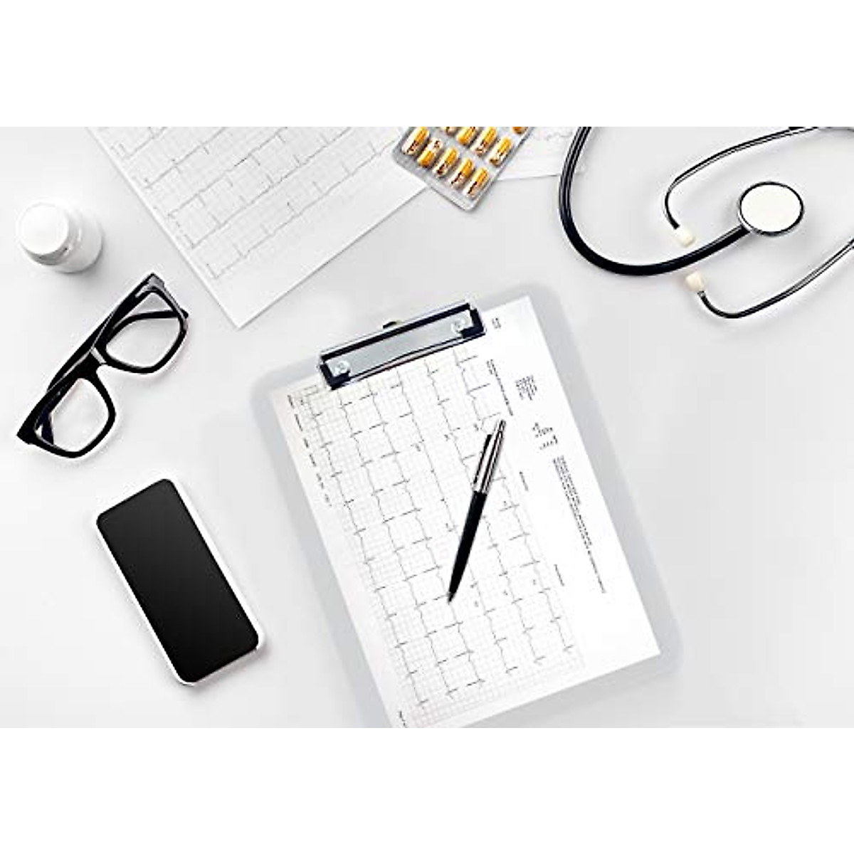 Clear Plastic Clipboards, 12 Pack, Durable, 12.5 x 9 Inch, Low Profile Clip, by Better Office Products, Translucent Clear, Set of 12