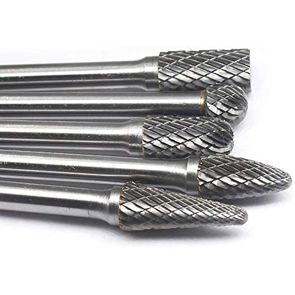 Carbide Burrs Set 5pcs JESTUOUS 1/4 Inch Shank Diameter Extended Long Double Cut edge Solid Tungsten Carbide Burr Rotery File for Die Grinder Bits Drilling