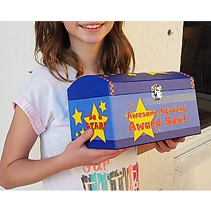 My Tiny Treasures Box Company Treasure Chest Box Desktop Size 10"x6"x6" for Teachers and Classroom Toy Prizes Awards for Star Students