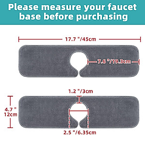 Sink Faucet Mat for Kitchen: PoYang Kitchen Sink Splash Guard Behind Faucet, Kitchen Faucet Absorbent Mat, Faucet Mat for Kitchen Sink, Microfiber Cloth Faucet Mat (4 Pack, 17.7''x4.7'')