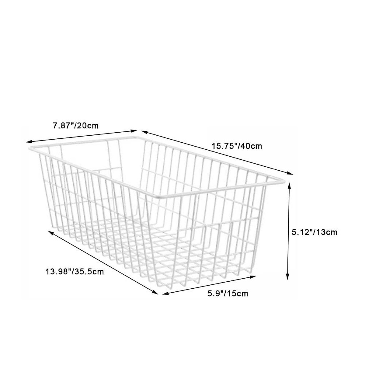 SANNO 15.7" Freezer Baskets Wire Storage Baskets Bin Organizer Food,Kitchen, Basket Organizers Bins for Home, Bathroom, Closet Organization, white,set of 4