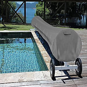 HWmatyCover Swimming Pool Solar Reel Cover for Pools Reel up to 16Ft Wide -Heavy Duty Waterproof Pool Solar Blanket Reel Cover- Provide a Great Fit and All Weather Protection(Grey)