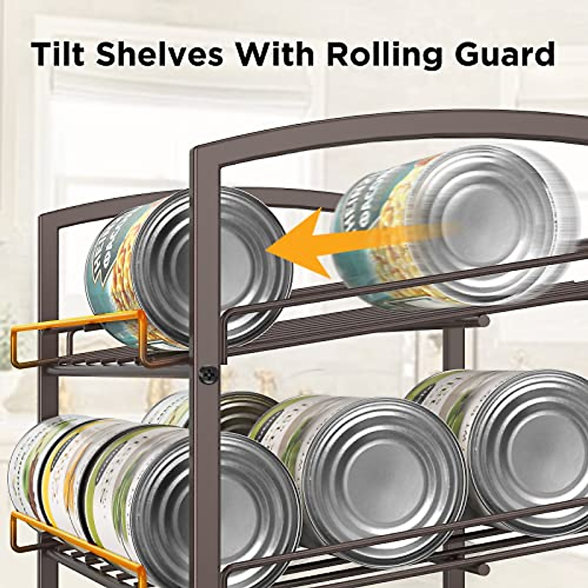 FURNINXS Can Rack Organizer, 3-Tier Stackable Can Holder Dispenser for Kitchen Pantry or Cabinet Organization and Storage Holds up to 36 Cans FNCR01D, Bronze