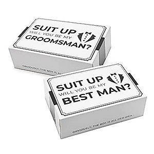 Pop Fizz Designs Groomsmen Box (6 pack) Groomsman Gift I Groomsmen Proposal Box | Groomsmen Gift Box Set | Will You Be My Groomsman? | Will You be My Best Man? | Tuxedo Style