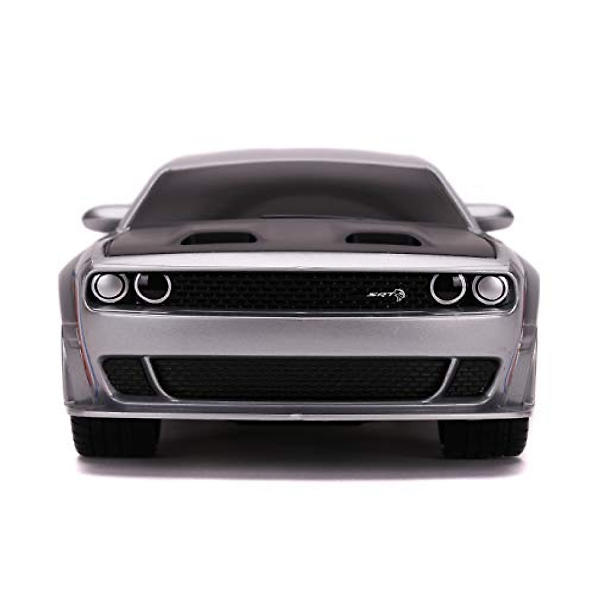 Jada Toys Bigtime Muscle 1:16 2019 Dodge Challenger SRT Hellcat RC Remote Control Car 2.4 GHz Silver, Toys for Kids and Adults