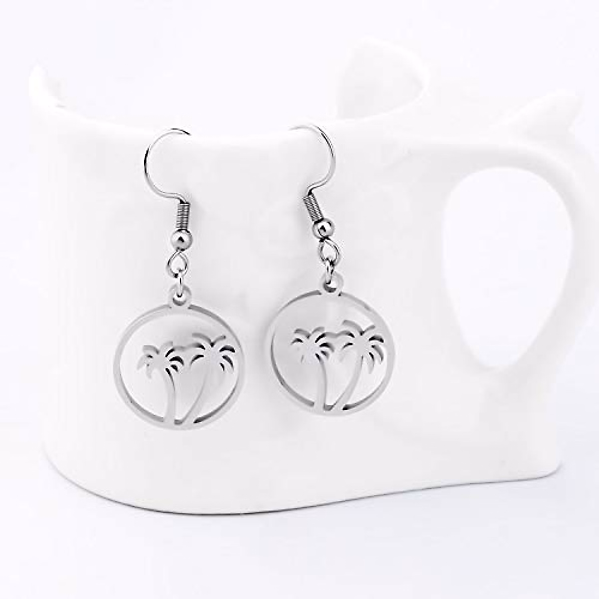 BEKECH Tropical Coconut Palm Tree Cut Out Earring Summer Beach Jewelry Holiday Bridal Beach Wedding Jewelry for Bridesmaid