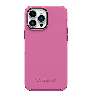 OtterBox iPhone 13 Pro Max and iPhone 12 Pro Max Symmetry Series+ Case - Strawberry Pink , ultra-sleek, snaps to MagSafe, raised edges protect camera & screen
