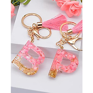 MBOAH Pink Initial Letter Keychain for Women、Kids、Teens、Girls、Sisters、Couples，Cute Key Chain Accessories for Car Keys、Wallet、Backpack，Personalized Funny Gift for Girlfriend、Boyfriend、Family(Letter：H)