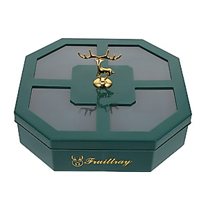 Hemoton Divided Serving Dishes Candy Nut Serving Container Plastic 5 Grids Snack Serving Tray Fruit Bowl with Lid for Nut Candy Dried Fruit Food Storage Green