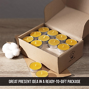 100% Pure Beeswax Tealight Candle Set of 48-3 Hours Lasting Smokeless Tealight Candles - Cotton Wick - Unscented Tea Light Candles - Candle Lover Gift