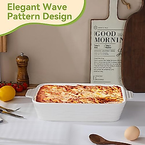 Baking Dish for Oven Casserole Dishes Bakeware Set With Ramekin Ceramic Lasagna Pan 9×12.8 Inch Large Deep Baking Dishes Rectangular Non-Stick Baking Pans for Kitchen Baking and Roasting White