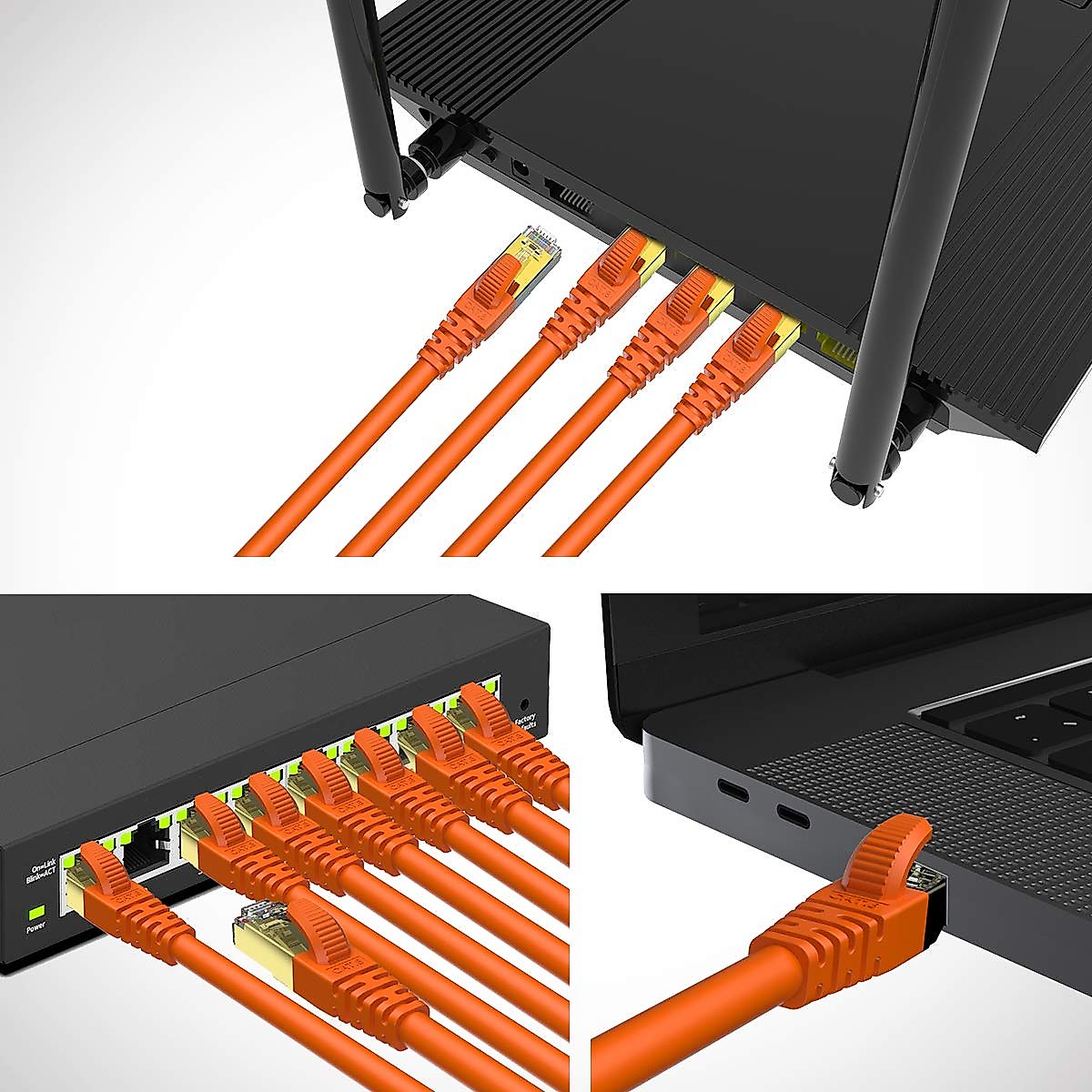 CAT 8 Ethernet Cable Shielded SFTP Internet Network Patch Cord, Heavy Duty High Speed LAN Cables w Gold Plated RJ45 Connector Professional for Router, Modem, Gaming, Xbox (5 Feet, 5 Pack Orange)