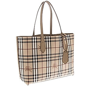 Burberry Women's Medium Reversible Handbag in Haymarket Check Camel