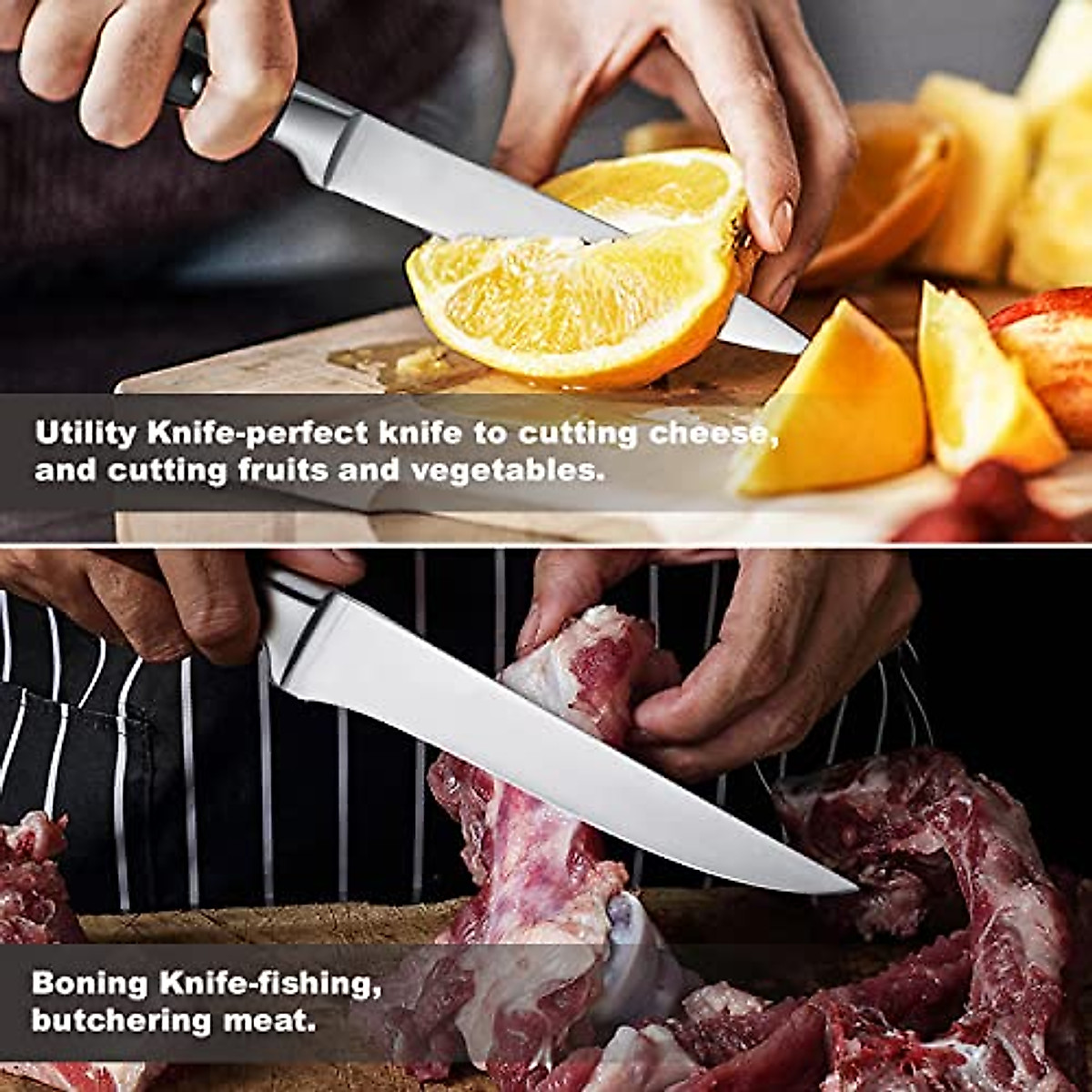 MAD SHARK Knife Set, Professional 5 Piece Kitchen Chef Knife Set, German High Carbon Stainless Steel Ultra Sharp Knives Sets, Ergonomic Handle Home Cooking Perfect Cutlery Set Gift