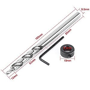 Drill Bits Set,Ozgkee Power Drill 3/8" Inch Lip And Spur Point Drill Bit Round Shank With Adjustable Depth Stop For Woodworking Drill Bit