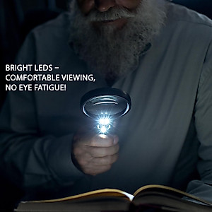 SeeZoom Lighted Magnifying Glass 3X 45x Magnifier Lens - Handheld Magnifying Glass with Light for Reading Small Prints, map, Coins and Jewelry - LED Magnifying Glass