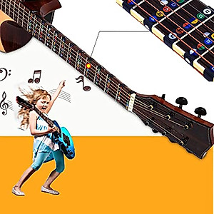 Guitar Fretboard Stickers,1pc Colorful Guitar Fretboard Note Decal with 1pc Guitar Fretboard Stickers Numbers and 2pc Guitar Pick for Beginner Learner Practice Fit 6 Strings Acoustic Electric Guitars…