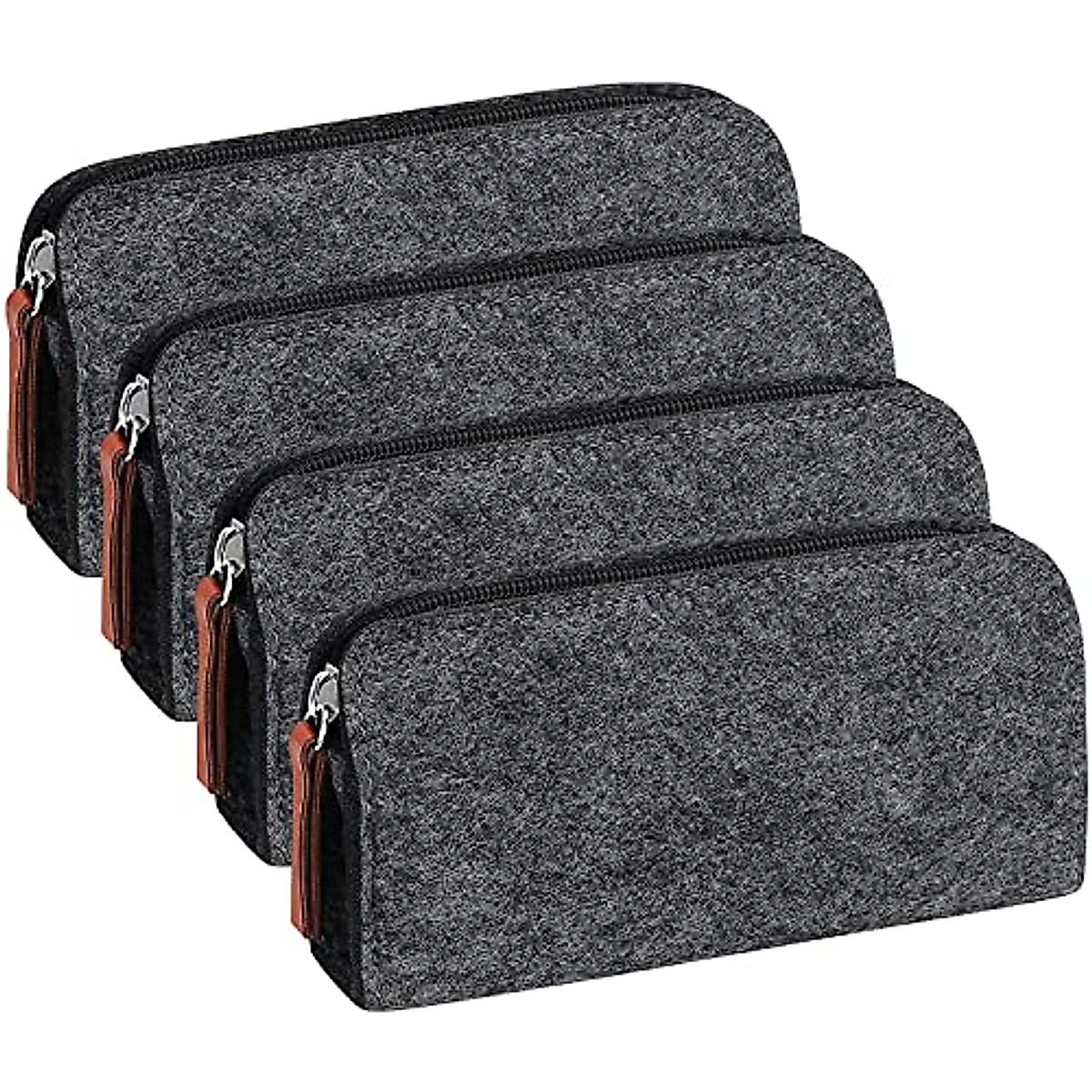 RIANCY Stationery Pencil Case Pouch Stylish Simple Small Pencil Bag Durable Compact Zipper for Office Art Cosmetics Storage Supplies (Black)