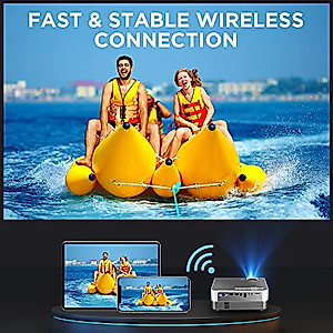 Projector with WiFi and Bluetooth, Native 1080P 9500L Full HD Outdoor Movie Projector, DBPOWER Mini Portable Media Video Projector Support iOS/Android Sync Screen and Zoom Compatible w/PC/DVD/TV