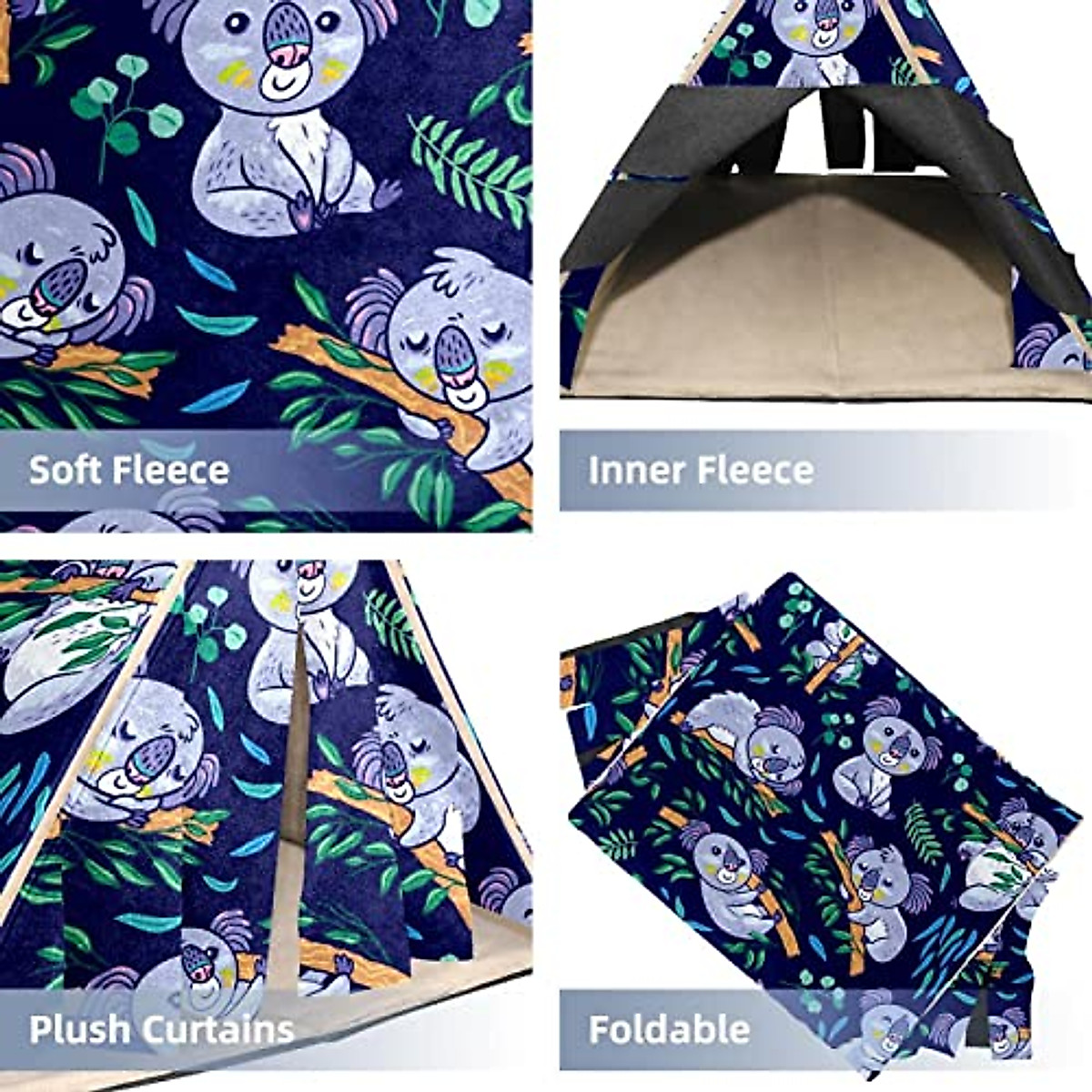 Y-DSIWX Guinea Pig House Bed, Rabbit Large Hideout, Small Animals Nest Hamster Cage Habitats Cute Cartoon Koala