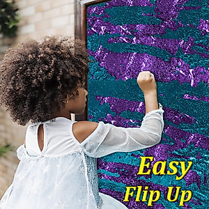 Partisout Sequin Fabric Mermaid Fabric 5mm Two Tone Sparkly Material by The Yard Mesh Reversible Sequence Cloth for Dress Wedding DIY (Turquoise to Purple)