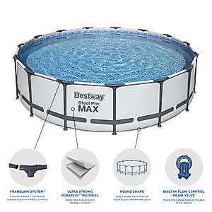 Bestway: Steel Pro MAX 15' X 42" Above Ground Pool Set - 3955 Gallon, Outdoor Family Pool, Corrosion & Puncture Resistant, Includes Filter, Pump, Ladder & Cover