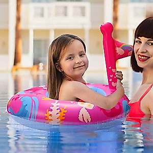 Korigey Mermaid Pool Floats Kids with Water Gun, Pool Toys for Kids Aged 3-8 Years, Toddler Pool Float for Girls, Mermaid Inflatable Float for Pool, Beach and Any Summer Party Gift (36’’x 27’’)