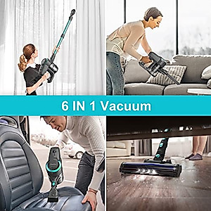 DevoacTech Cordless Vacuum Cleaner, 6 in 1 Ultra-Lightweight Stick Vacuum, 2200mAh Battery Up to 40mins Runtime, Powerful Handheld Vacuum for Hard Floor Carpet Pet Hair Home -N300