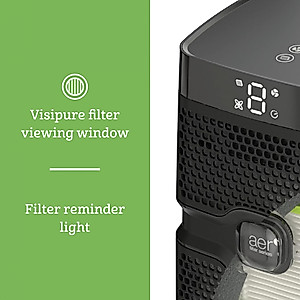 Holmes Aer1 True HEPA Medium Room Air Purifier Tower Plus Ionizer With Touch Controls, 743 Sq. Ft. Coverage, 8-1/4" x 27"