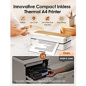 iDPRT A4 Thermal Printer, Future800 Inkless Printer, 300dpi Resolution 4ips Fast A4 Paper Printer with Auto Cutting, 100 Sheets Capacity, Compact Design, Support WiFi App Wireless or USB Connection