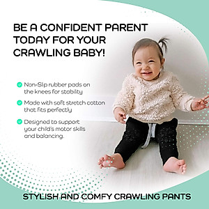 Go Little One Go, Anti-Slip Baby Jogger Crawling Pants | Organic Cotton | Unisex (6-12 Mo) (Black)