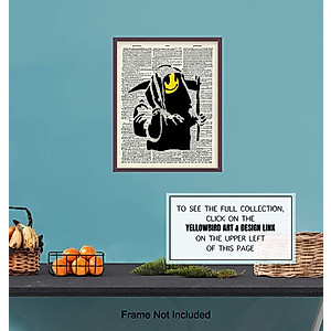 Banksy Grim Reaper Graffiti Dictionary Art - 8x10 Smiley Face Poster - Modern Home or Dorm Decor, Contemporary Wall Decoration Print - Funny Gift for Street Art Fans - Unframed Photo Print Sign