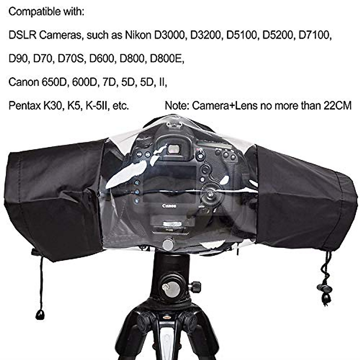 WANBY Waterproof Camera Rain Cover Professional Soft Black Camera Rain Covers for All DSLR SLR Cameras