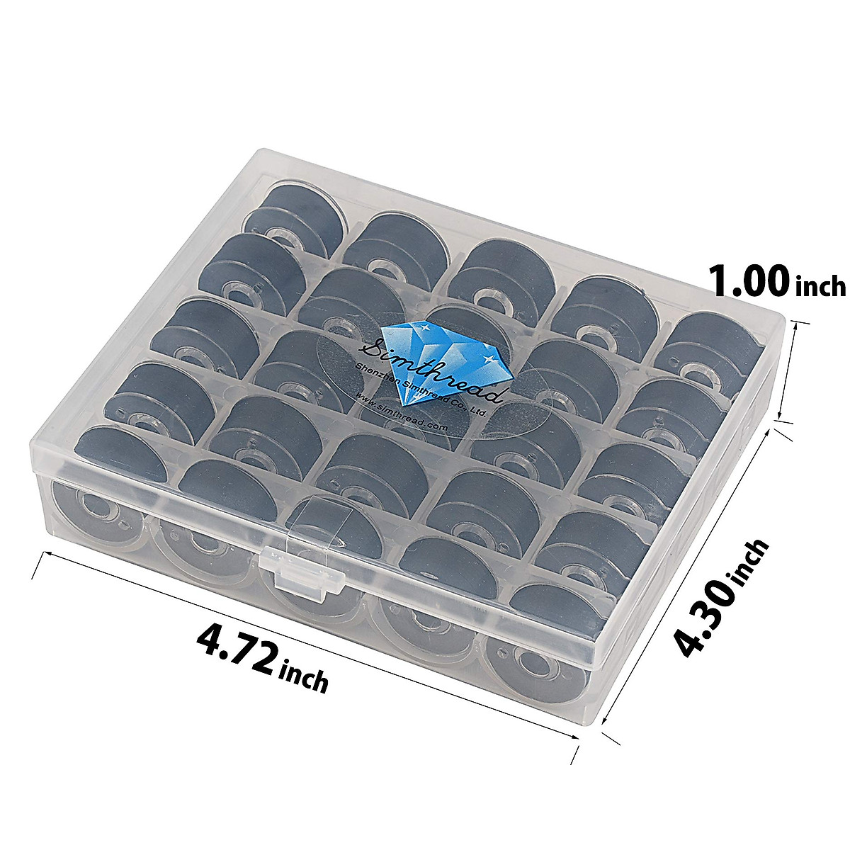 Simthread 25pcs Black Prewound Bobbin Thread Size A Class 15 (SA156) 60WT with Clear Storage Plastic Case Box 70D/2 for Brother Embroidery Thread Sewing Thread Machine DIY