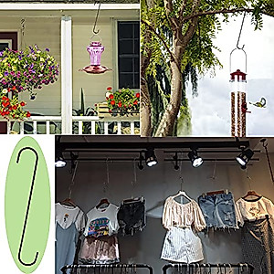 8 Pack S Hooks Heavy Duty 12 Inch Large S Shape Hooks for Hanging Plant Pots and Pans Steel Metal Hanger Hooks Black Long S-Hooks for Hanging Clothes, Plants, bird feeders, Garden Indoor Outdoor