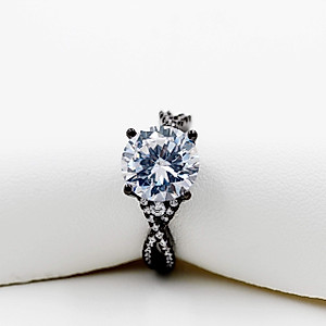 T Brand Black Infinity Rings for Women Best Friends, Big Cubic Zirconia Solitaire Accented Anniversary Rings for Her (Size 8)