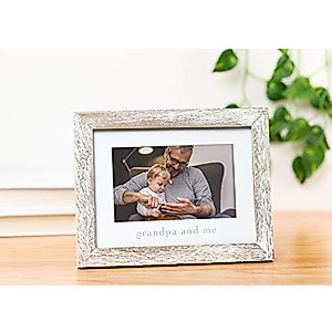Pearhead Grandpa & Me Keepsake Rustic Picture Frame, Gender-Neutral Picture Frame, Wall Nursery Décor, Gift For Dad Or Grandpa, Distressed White
