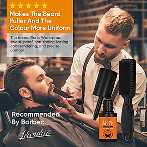 Beard Pencil Filler for Men, Innovative 4-Tip Beard Filling Pen Kit with Brush, Water & Sweat Resistant, Long Lasting, Natural Finish for A Perfect Beard (Black)