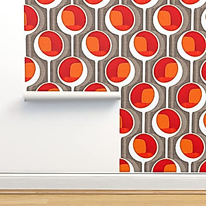 Spoonflower Removable Wallpaper 6ft x 2ft - Pod White Retro Modern Table Custom Pre-Pasted Wallpaper