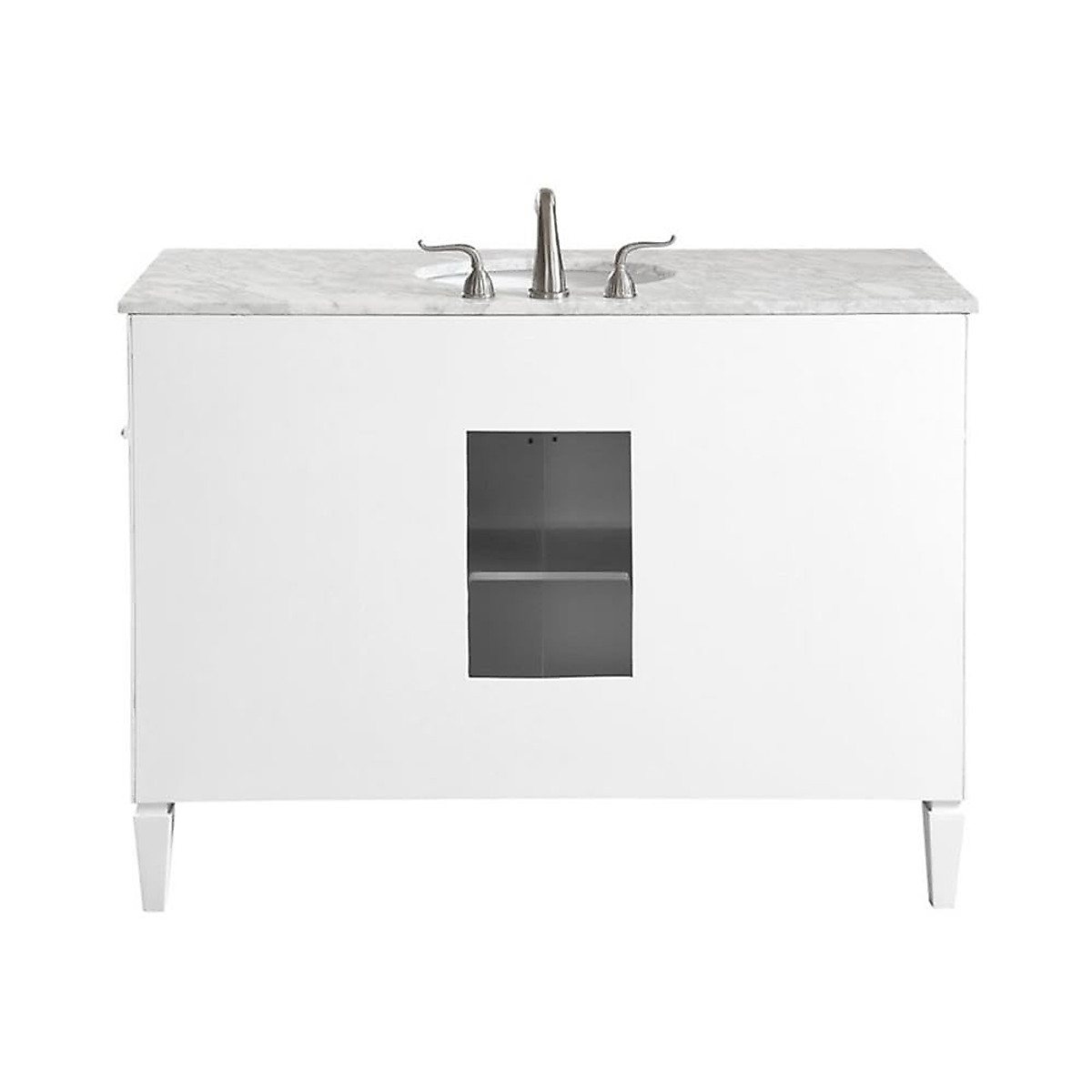 Elegant Kitchen and Bath 48 inch Single Bathroom Vanity Cabinet Set with White Marble Countertop - White