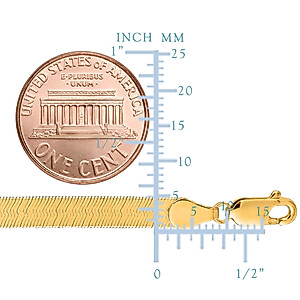 Jewelry Affairs 14k Yellow Real Solid Gold Imperial Herringbone Chain Necklace, 4.7mm, 20"