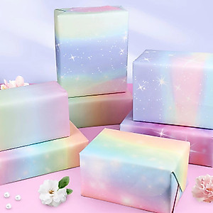 Girls Wrapping Paper Birthday Gift Wrap Set,Birthday Wrapping Paper Sheets,Fairy Wrapping Paper for Girl Women Female Girly Birthday Paper Birthday Wrap Present Wrap Gift Wrapper Gift Wrapping Paper,6 sheets