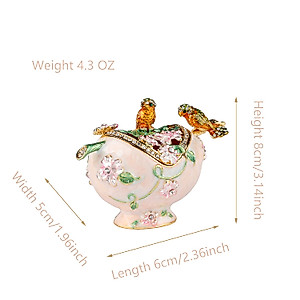 Furuida Hollow Out Bird Trinket Boxes Hinged Hand-Painted Enamel Animals Ornaments Craft Gift for Home Decor