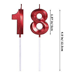 Red 18th & 81st Birthday Candles for Cakes, Number 18 81 Glitter Candle Cake Topper for Party Anniversary Wedding Celebration Decoration