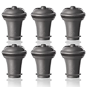 Vacu Vin Wine Saver Vacuum Stoppers - Set of 6, Gray, for Wine Bottles - Keep Wine Fresh for Up to a Week with Airtight Seal - Compatible with Vacu Vin Wine Saver Pump