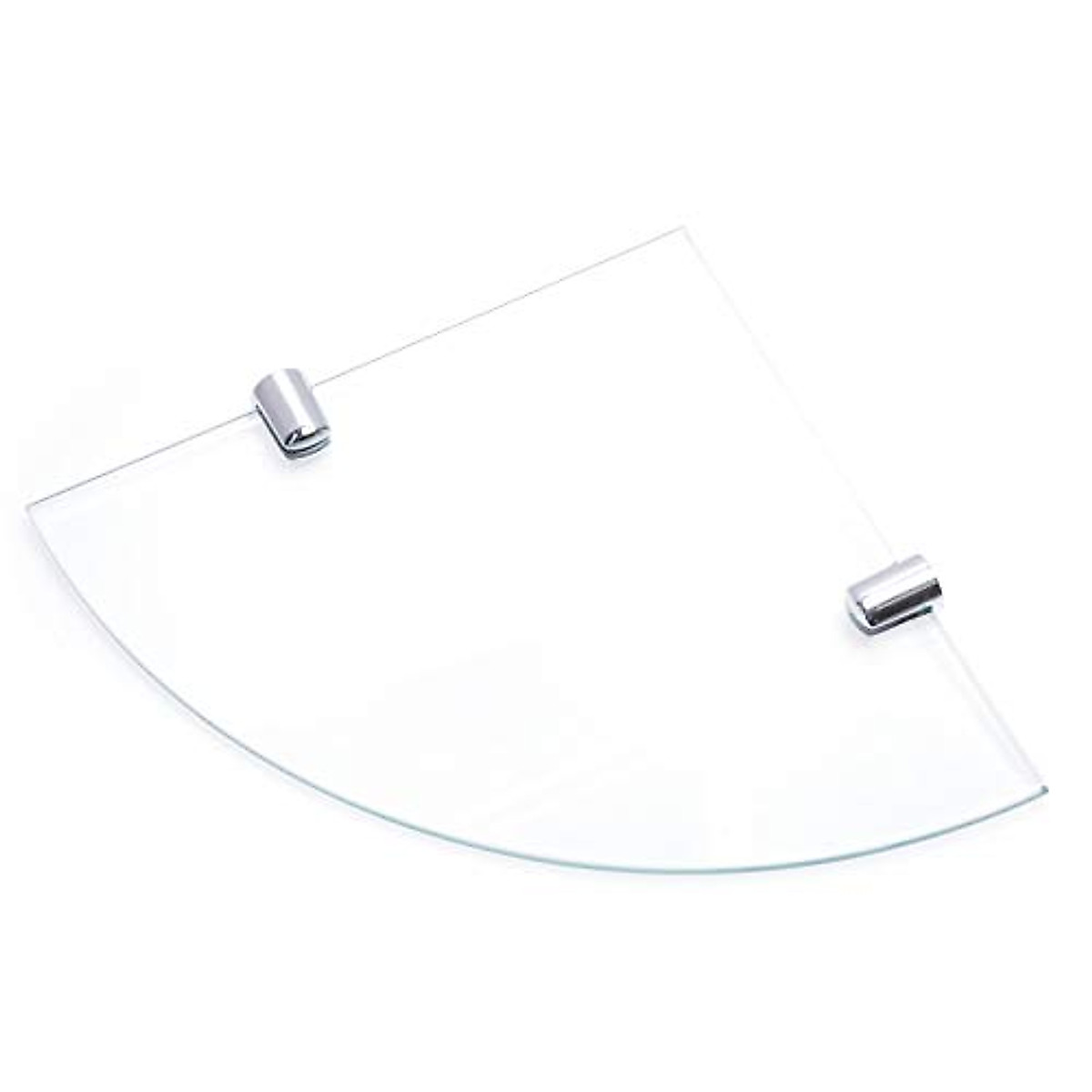 BSM Marketing 5 5/6", 1/4" Thickness Toughened Glass Corner Shelf for Bathroom Bedroom Office with Chrome Finish Shelf Supports