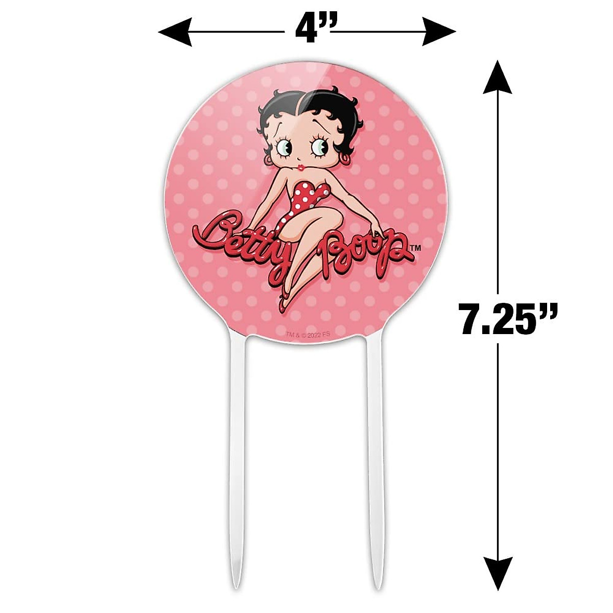 Acrylic Betty Boop Pink Polka Dots Cake Topper Party Decoration for Wedding Anniversary Birthday Graduation